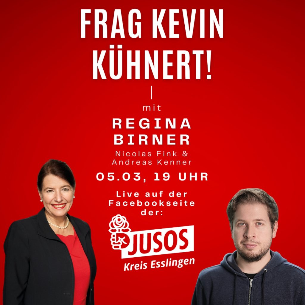 Regina Birner, Nic Fink, Anne Kenner im Gespräch mit Kevin Kühnert ...