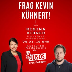 Regina Birner, Nic Fink, Anne Kenner im Gespräch mit Kevin Kühnert ...